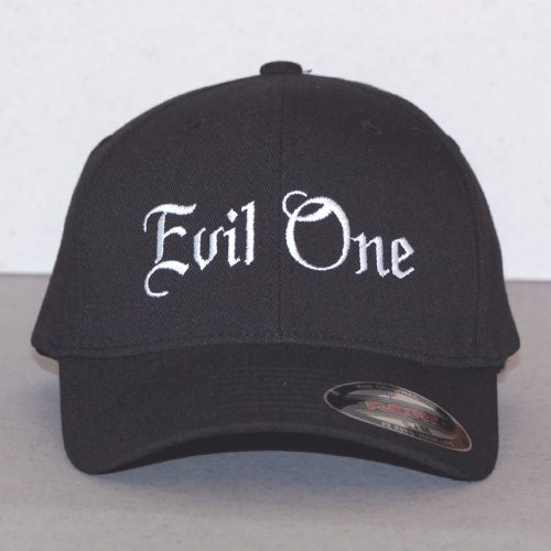 Black Caps with White Old English Letters | Evil One®