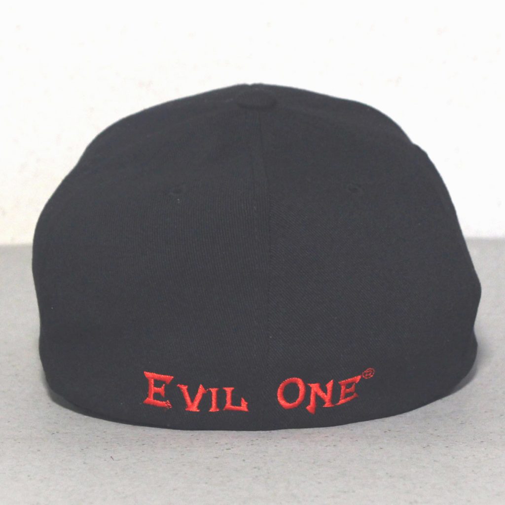 Evil Biker Hat – Old English Red on Black Version 2 Evil Hats | Evil One®